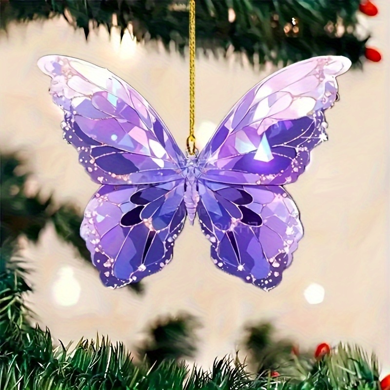Novel Cute Purple Butterfly Pattern Car Interior Decor 2d - Temu United ...