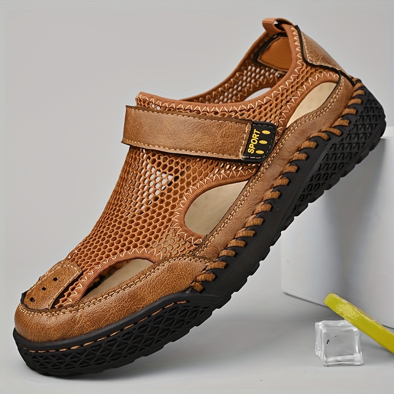 mens breathable mesh sandals casual summer shoes with soft sole hook ...