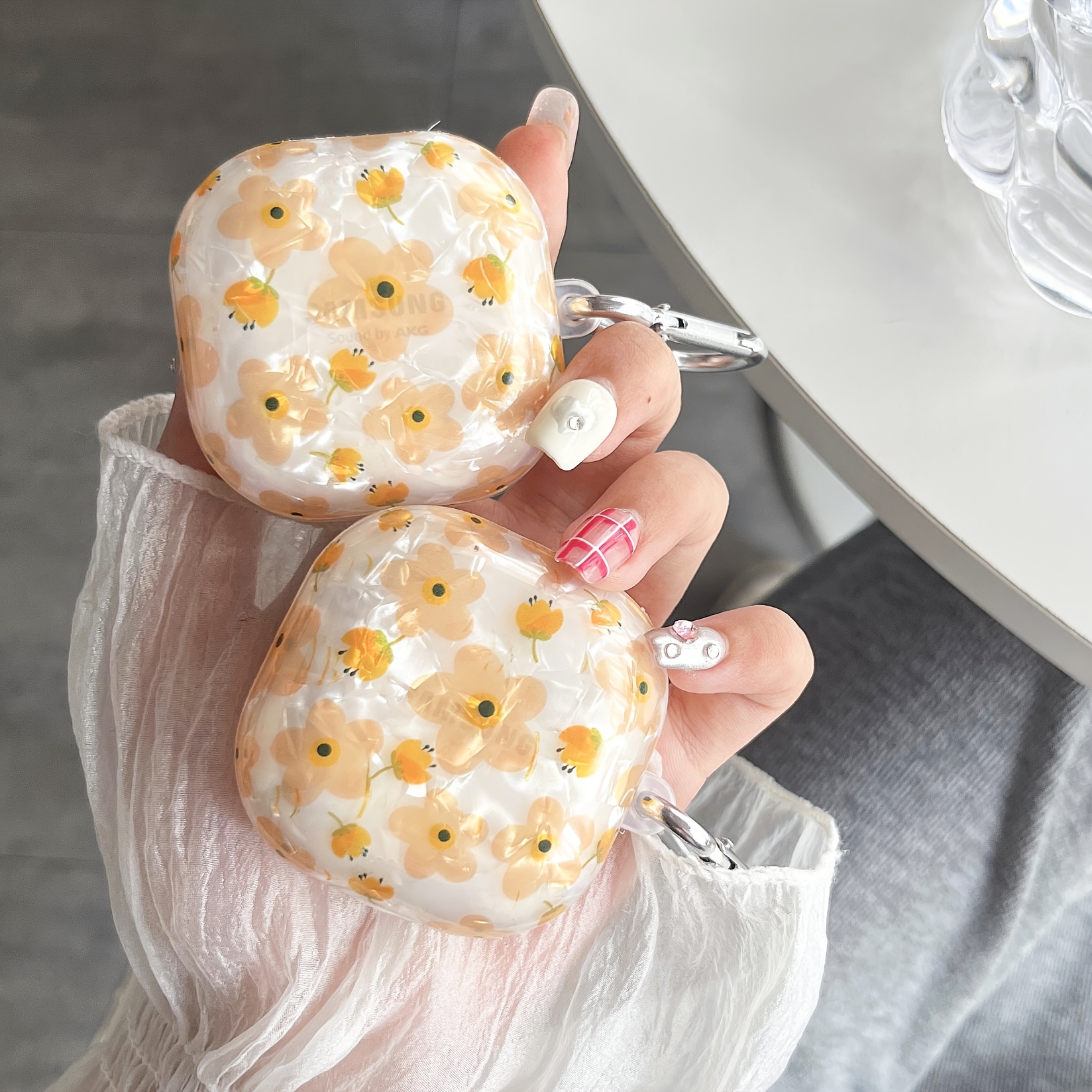 Yellow Flower Seashell Pattern Tpu Earbuds Designed - Temu