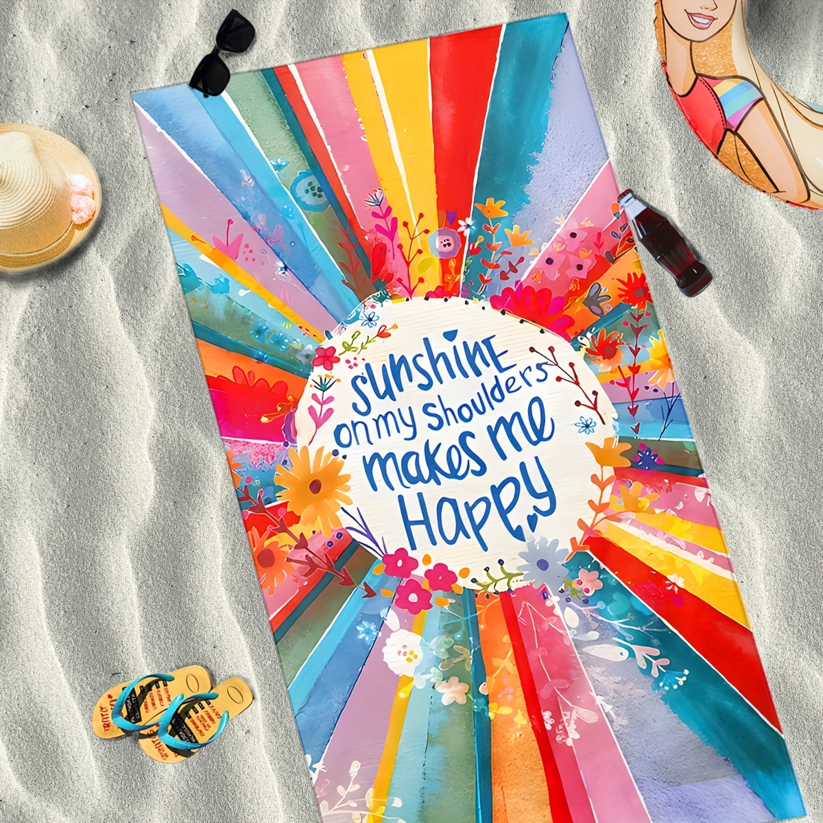 Letter Print Soft Comfortable Lightweight Sand proof Beach - Temu Ireland