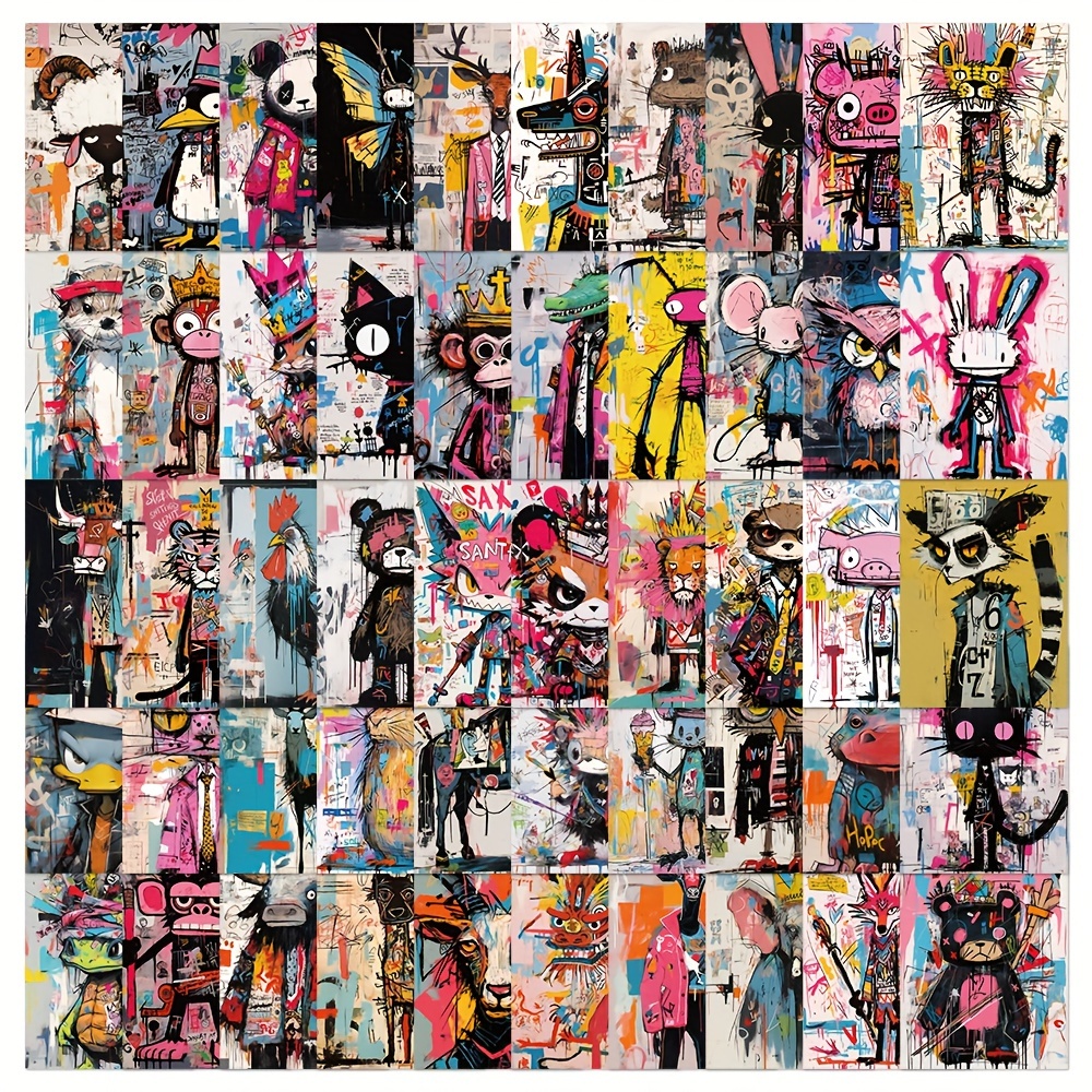 Basquiat Style Crazy Art Series Graffiti Stickers Suitable - Temu Ireland
