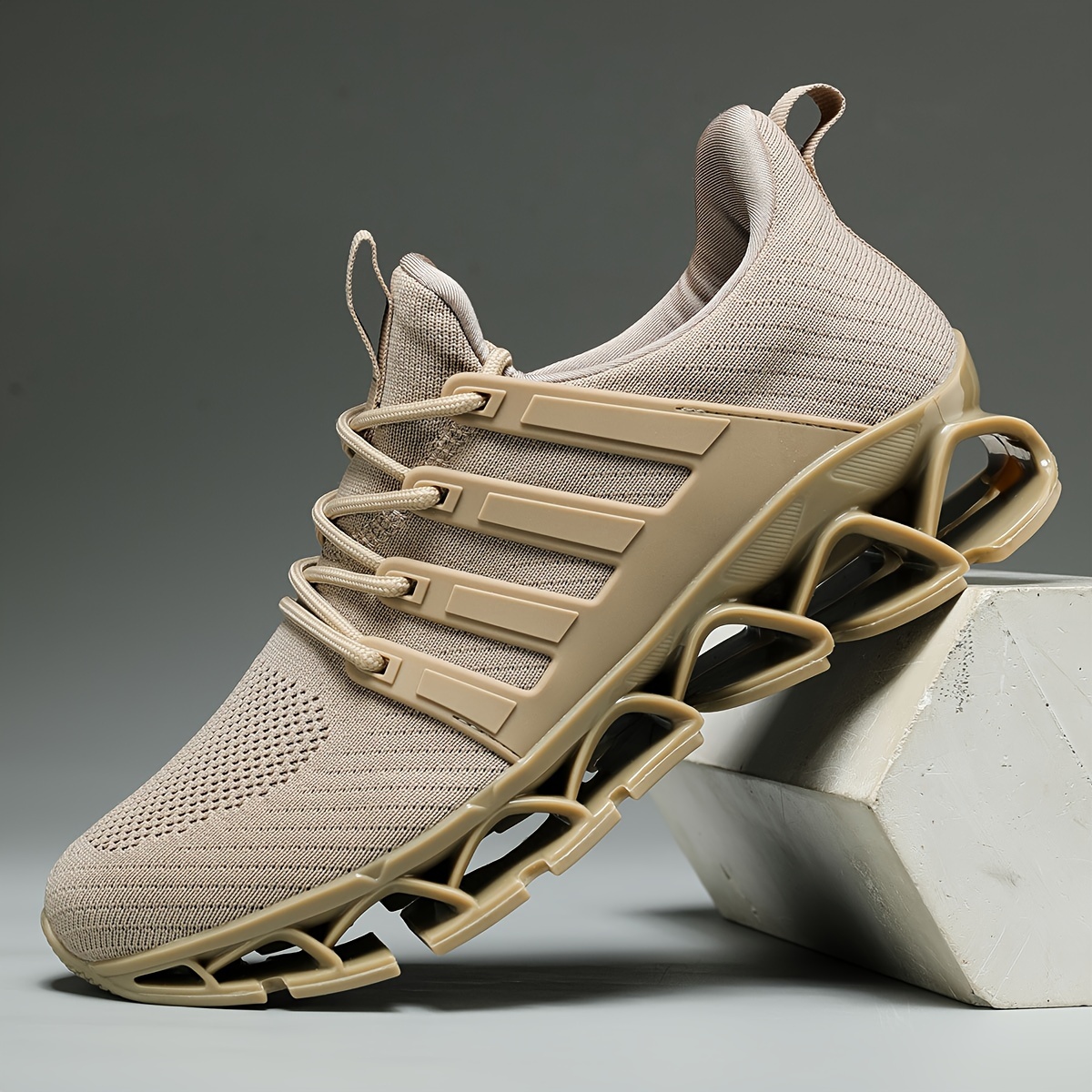 Blade Type Running Shoes Men's Trendy Woven Knit Breathable - Temu New ...