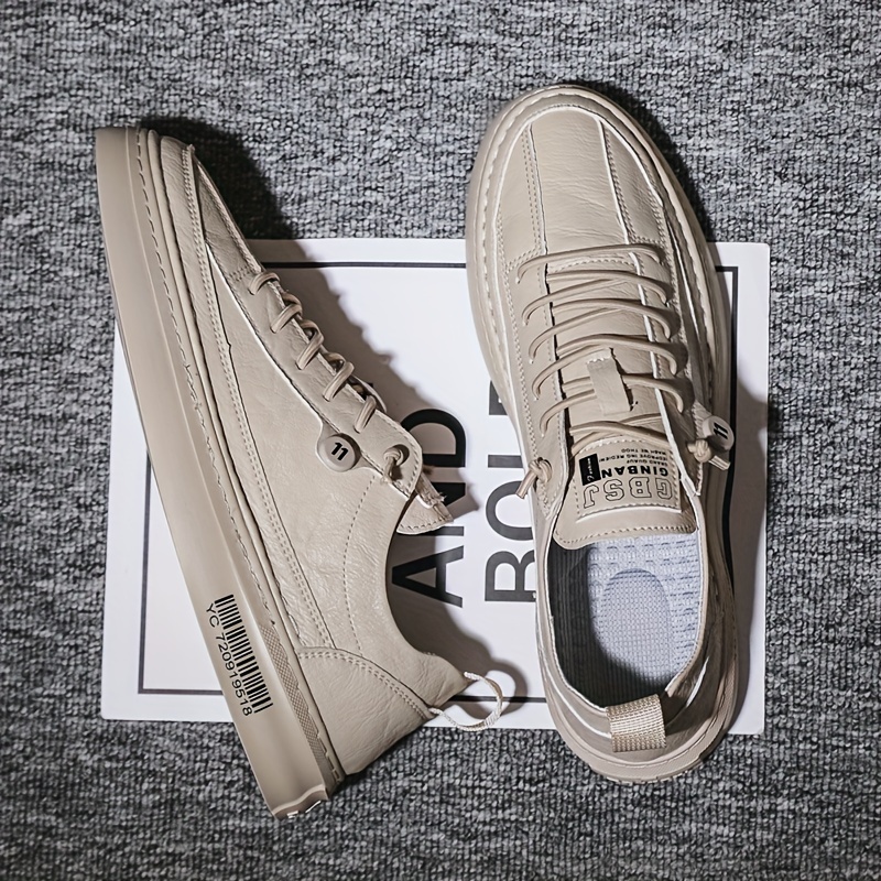 Mens Trendy Solid Skate Shoes Comfy Non Slip Lace Casual Sneakers Mens ...