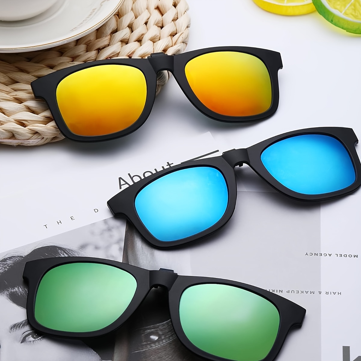 Polarized Clip Glasses Plastic Frame Gradient Lenses Unisex - Temu