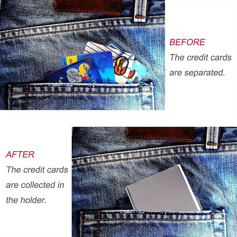 1pc 26 Letters Print Rfid Blocking Credit Card Holder Stainless Steel ...