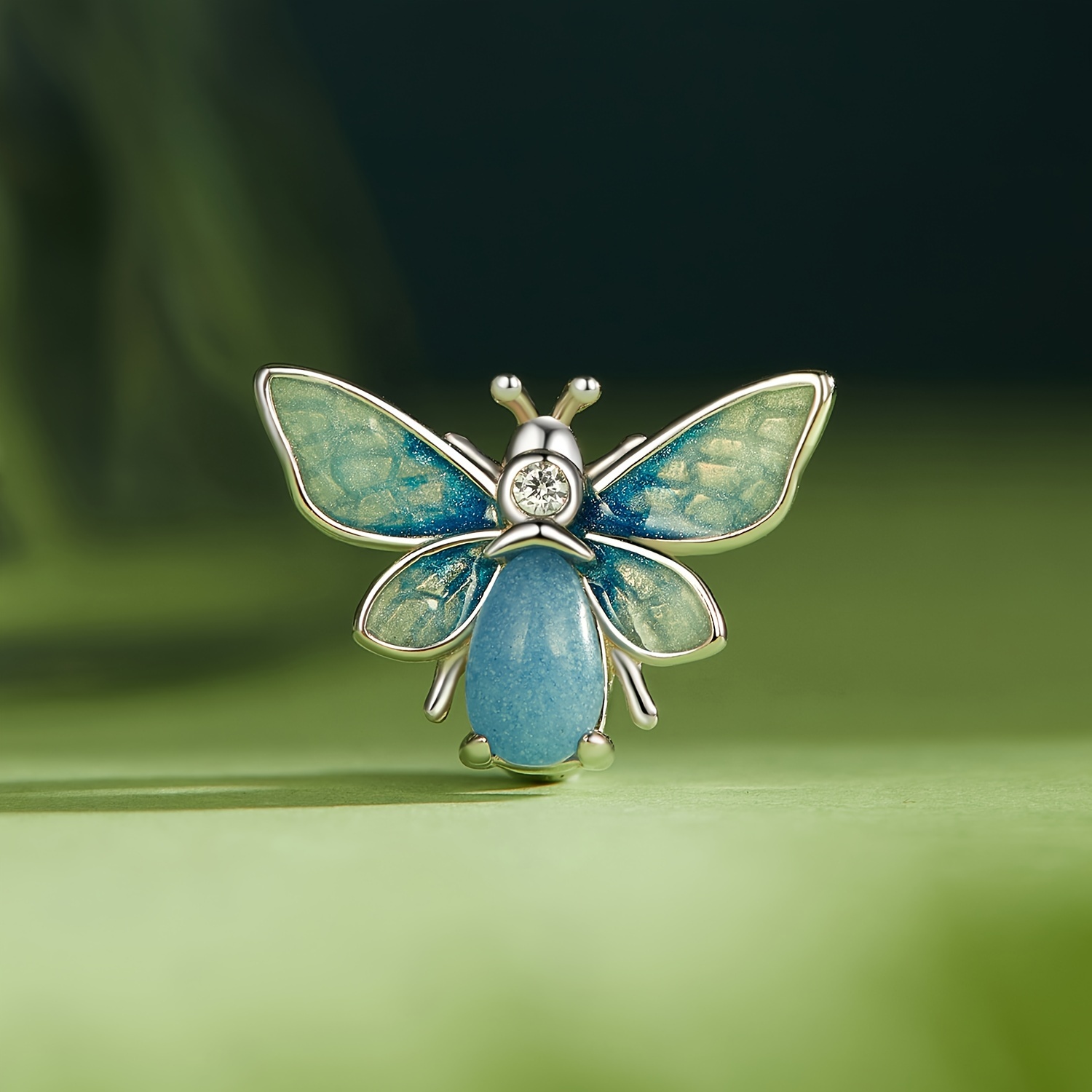 925 Sterling Silver Blue Gradient Bee Luminous Style - Temu Denmark