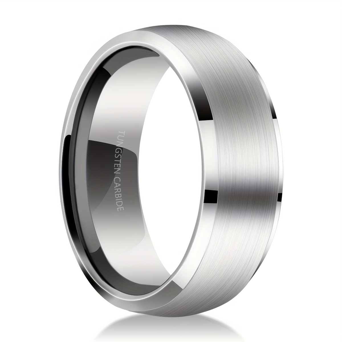 Classic Matte Finish Tungsten Carbide Ring Men Silvery/ - Temu United ...