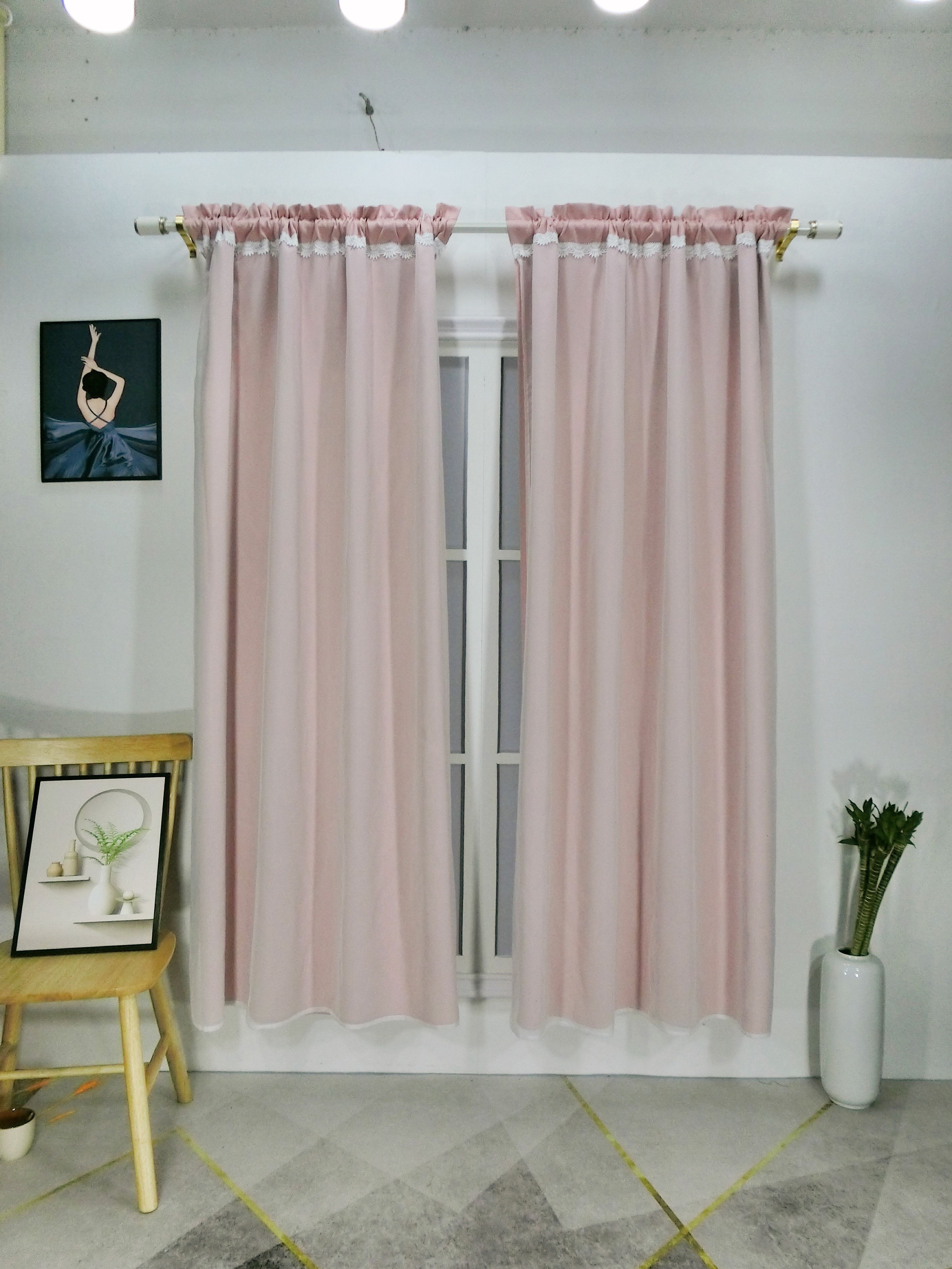 Classic Style Blackout Double-layer Curtain Set - 2 Panels, Polyester ...