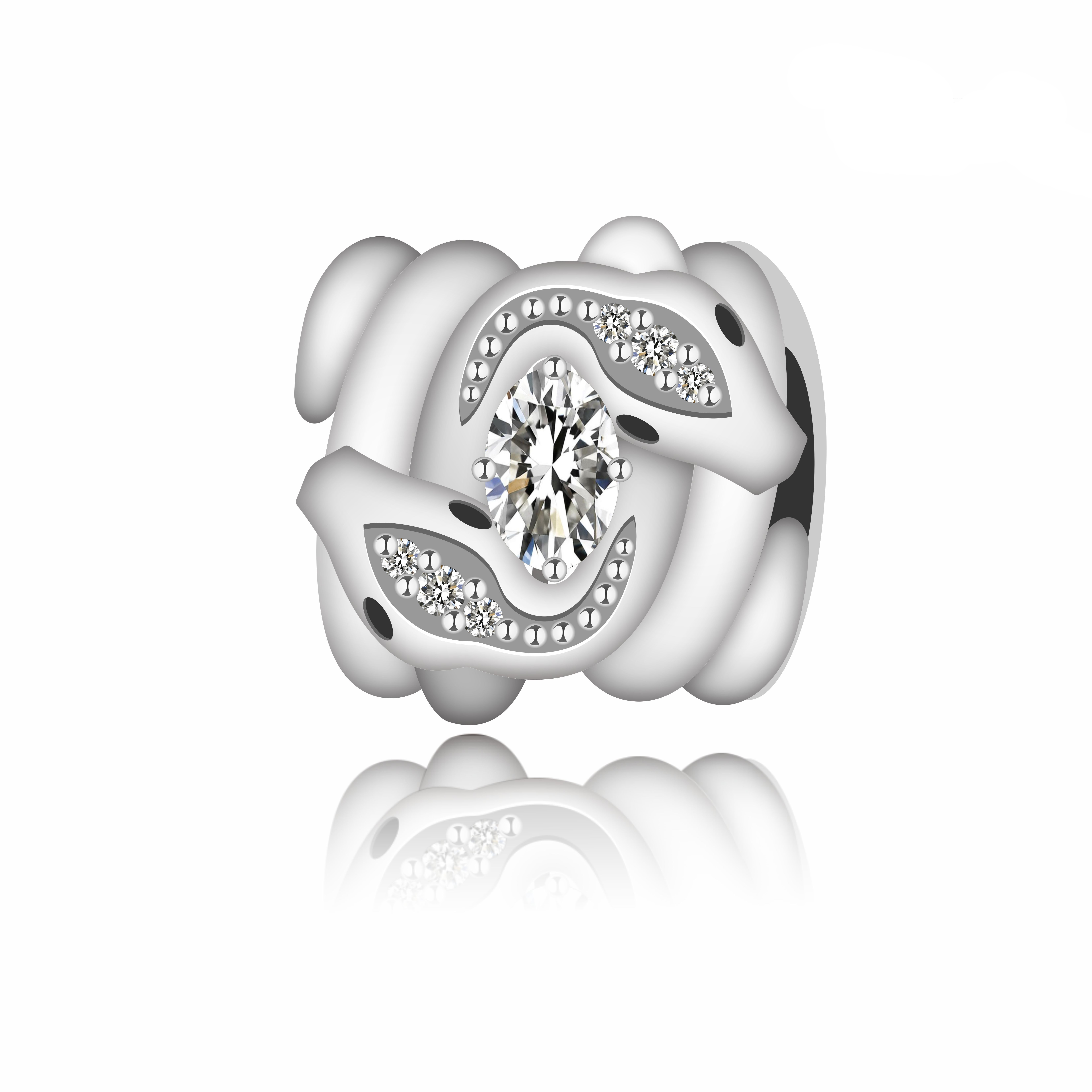 925 Sterling Silver Fashion Synthetic Zircon Double Snake - Temu United ...