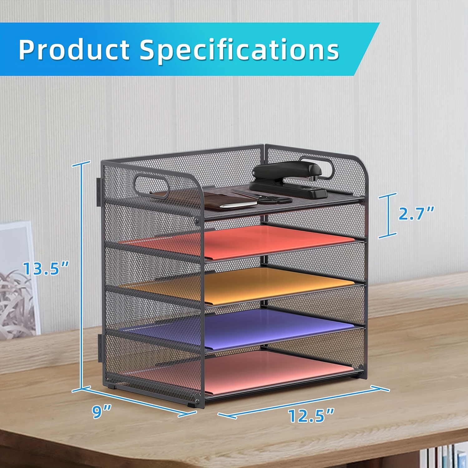 5-tier Desk Storage Box With Handle, Grid Paper/file Organizer, Office ...
