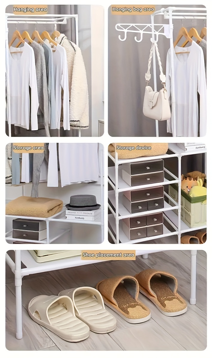 Large Capacity Freestanding Metal Plastic Closet Organizer - Temu