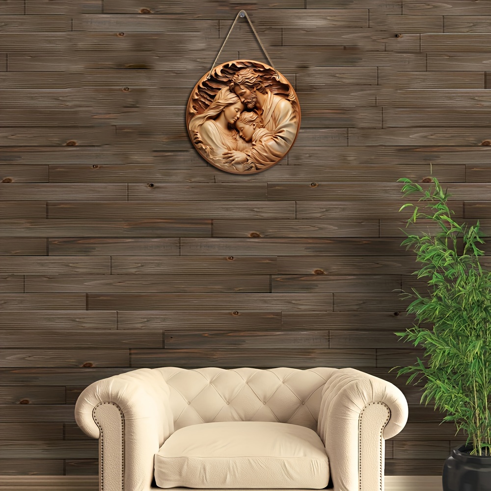 round wooden plaque nativity scene sign 2d flat wreath sign - Temu