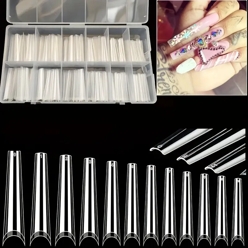 Clear Acrylic Nail Tips No C Curve 3xl Extra Long Half Cover Temu Canada