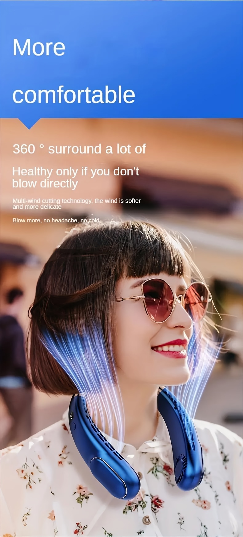 Portable Neck Fan Digital Display Bladeless Quiet Usb - Temu Greece