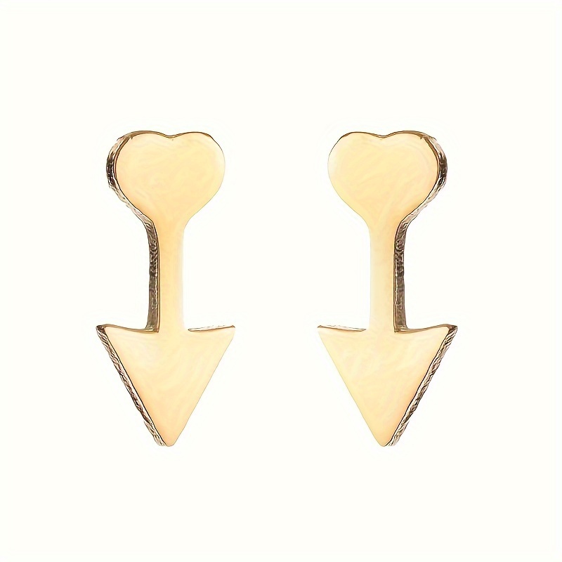 Mini Romantic Stainless Steel Arrow Stud Earrings Men Heart - Temu ...