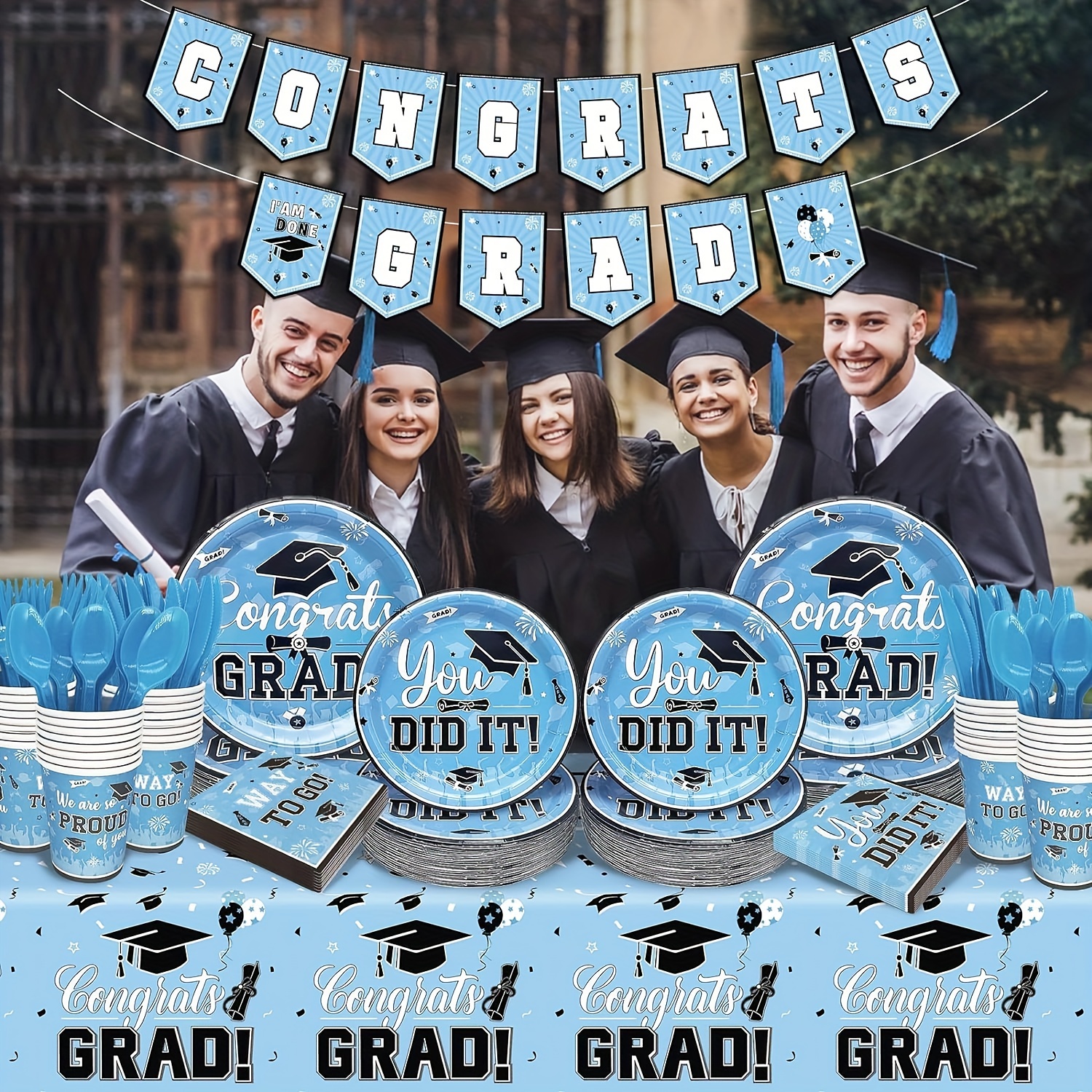 Light Blue 2024 Graduation Decorations Graduation Plates - Temu