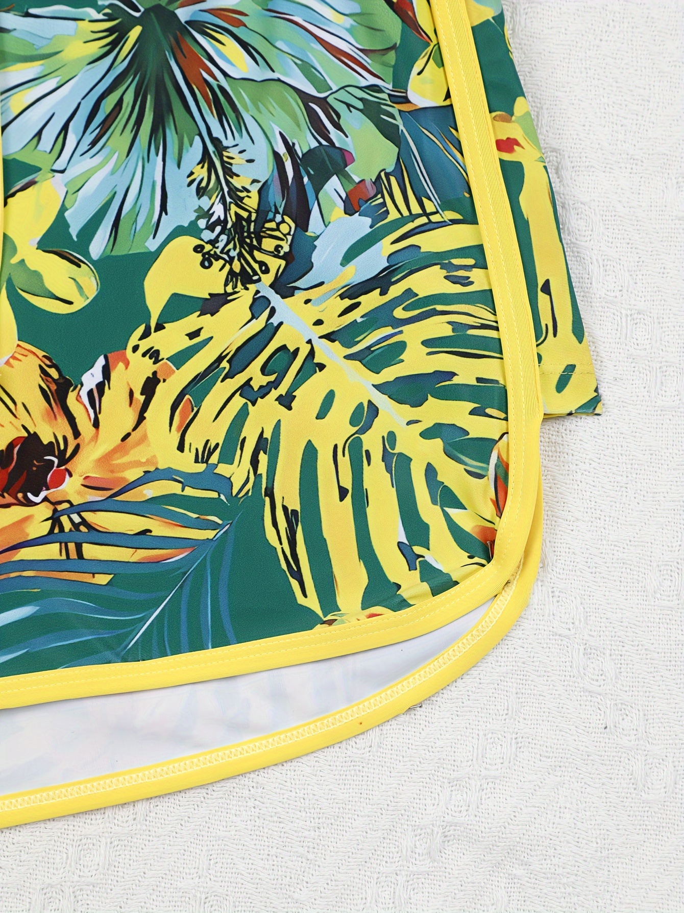 Tropical Print Drawstring Beach Swim Shorts High Stretch - Temu