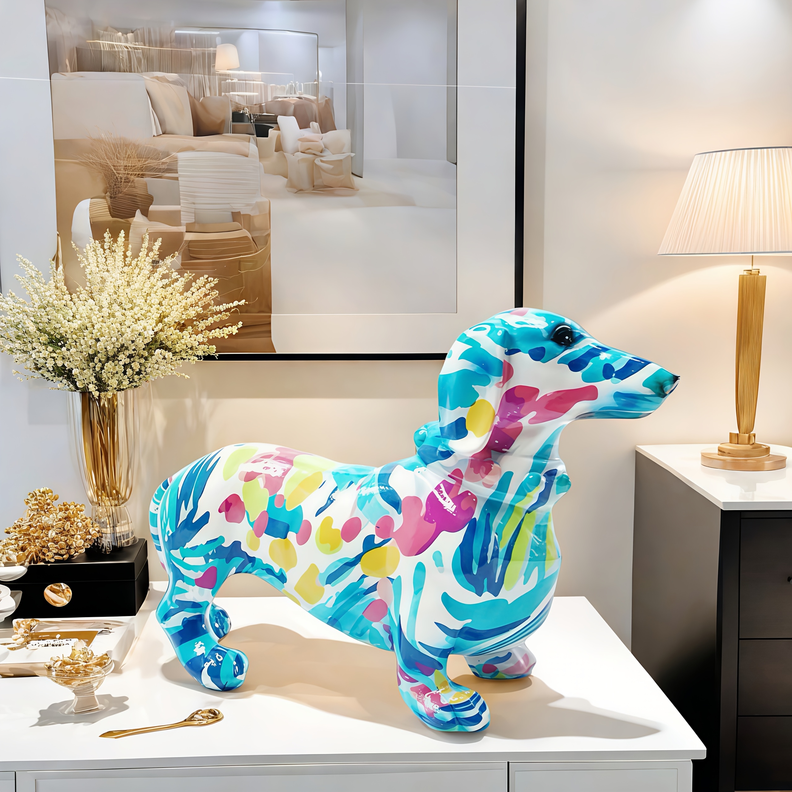 resin dachshund sold on Temu Australia
