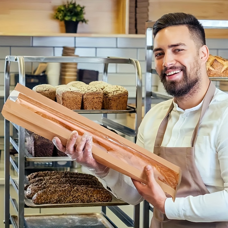 Kraft Paper Bread Bags Front Window Disposable Long Baguette - Temu