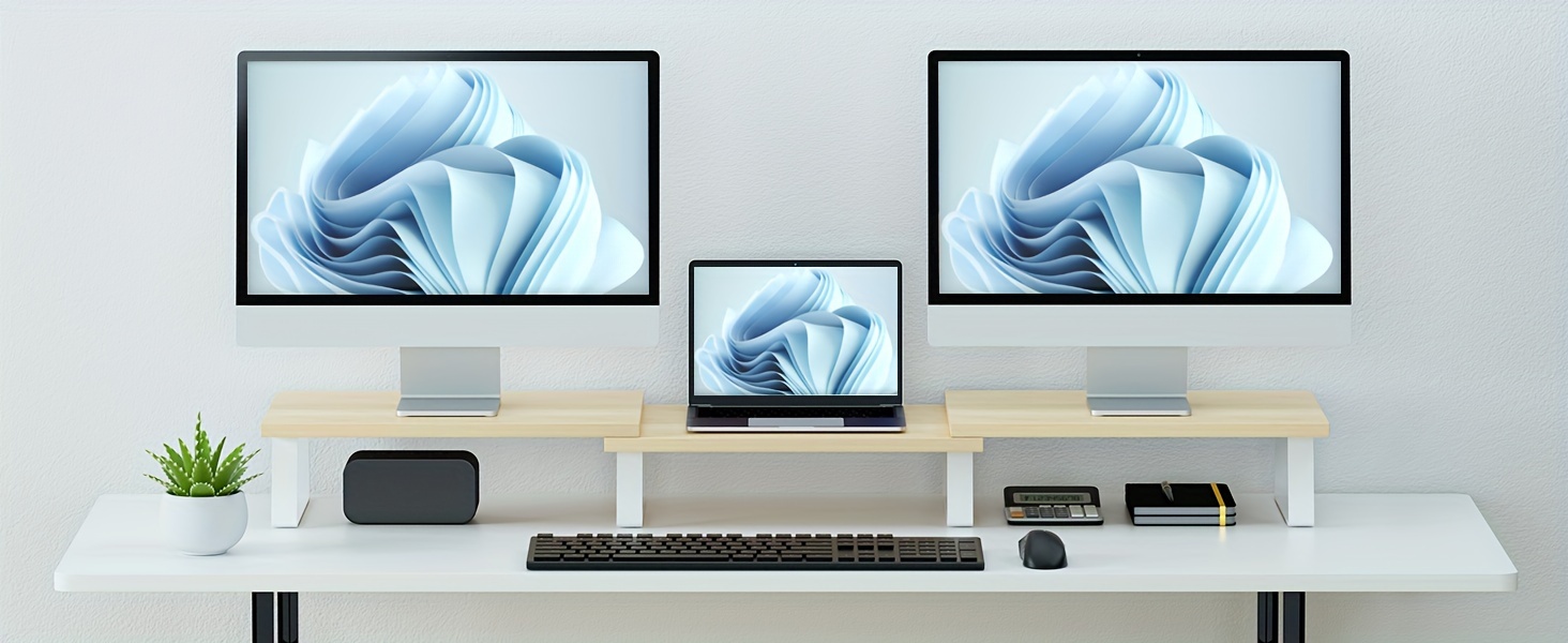 Large Dual Monitor Stand - Computer Monitor Stand, Desk Shelf For ...