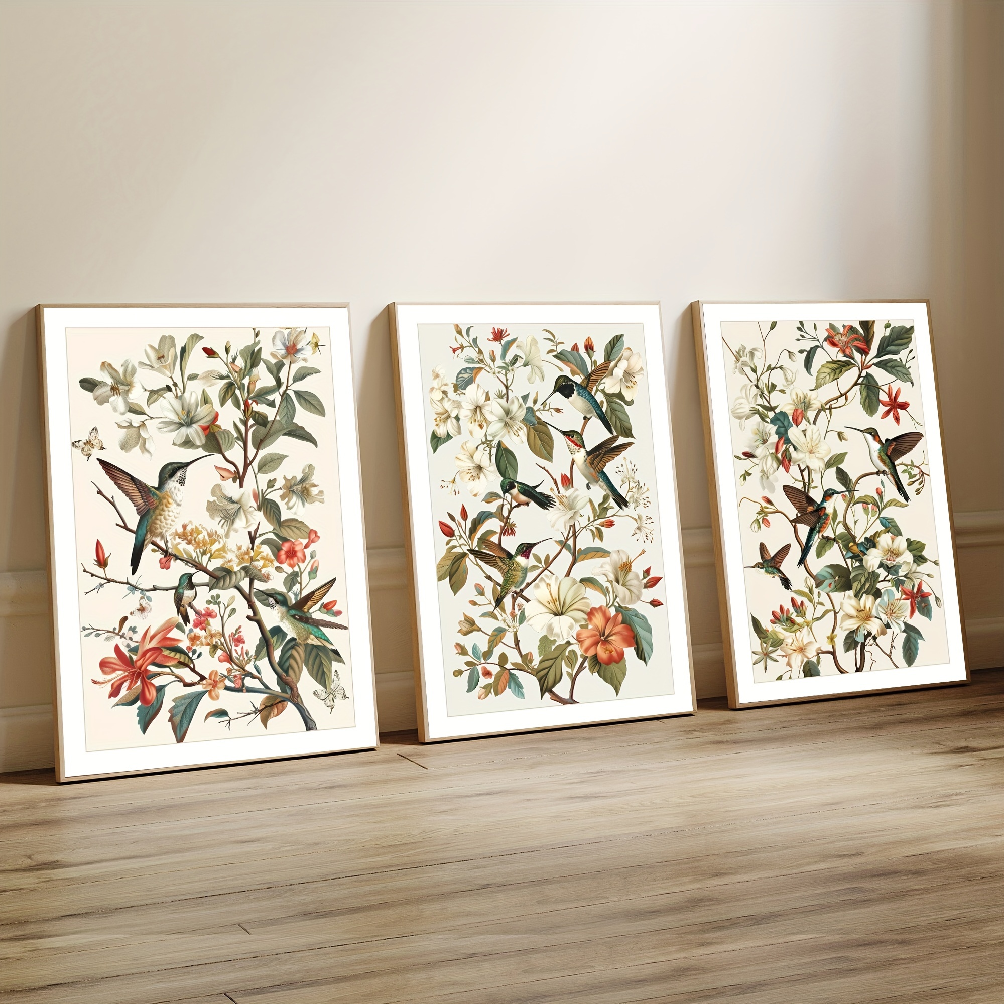 Botanical Hummingbird Canvas Wall Art Posters Modern - Temu