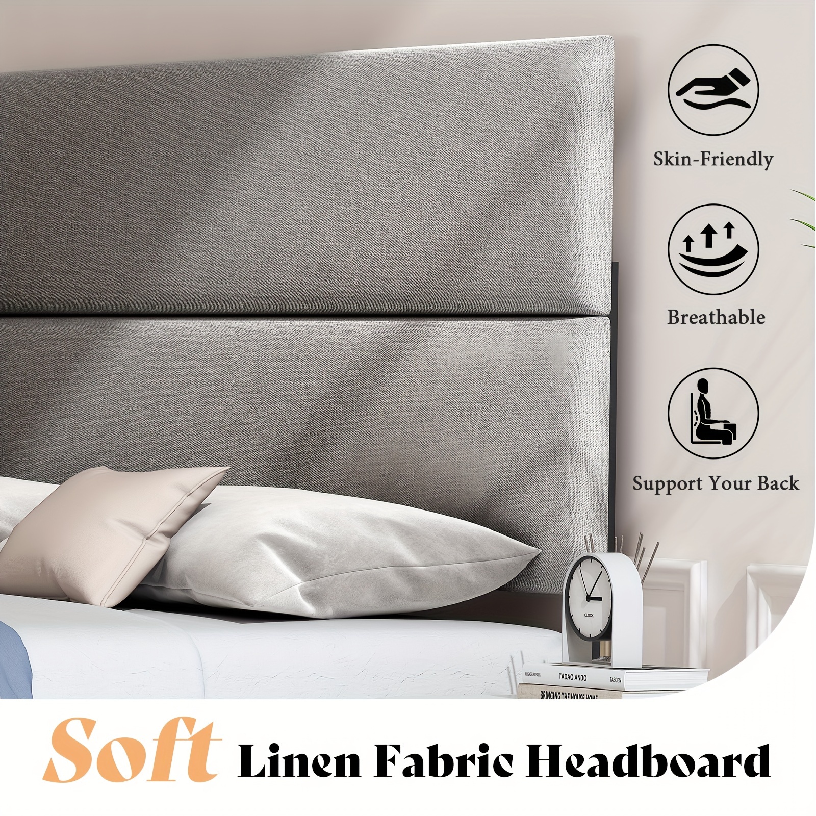 Twin Size Platform Bed Frame Adjustable Headboard Linen - Temu