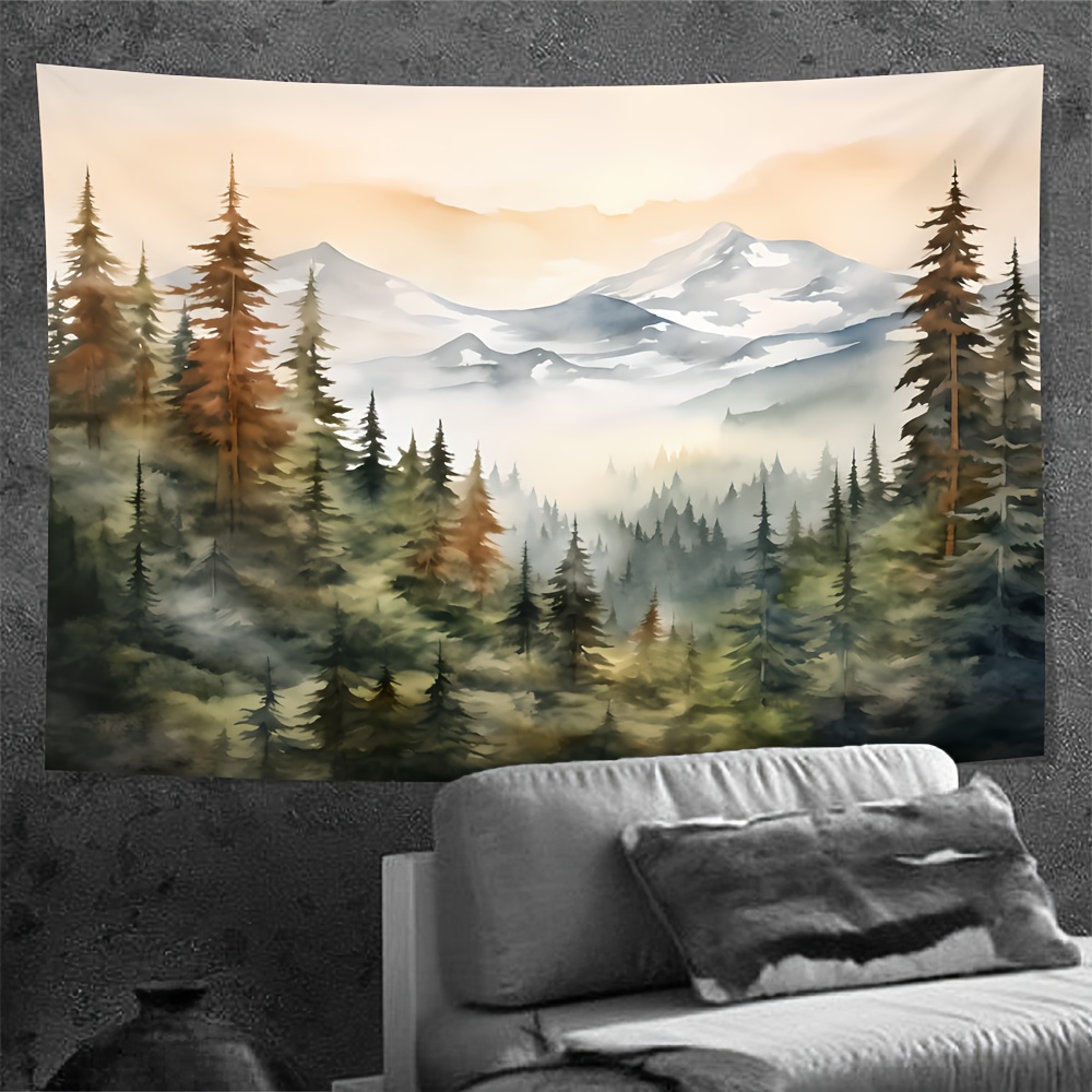 Tapiserija sa šumskim planinama uzorkom velike dimenzije za - Temu