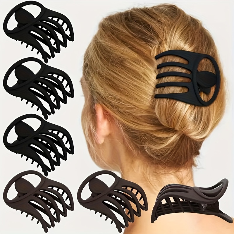 Solid Color Matte Hair Grab Clips Trendy Non Slip Hair Bun - Temu Canada