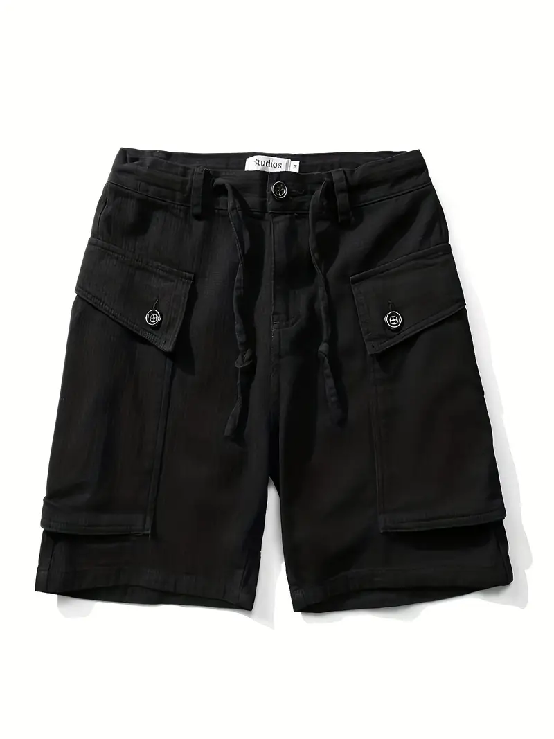Mens Solid Cotton Flap Pocket Cargo Shorts Fashion Waist Temu New