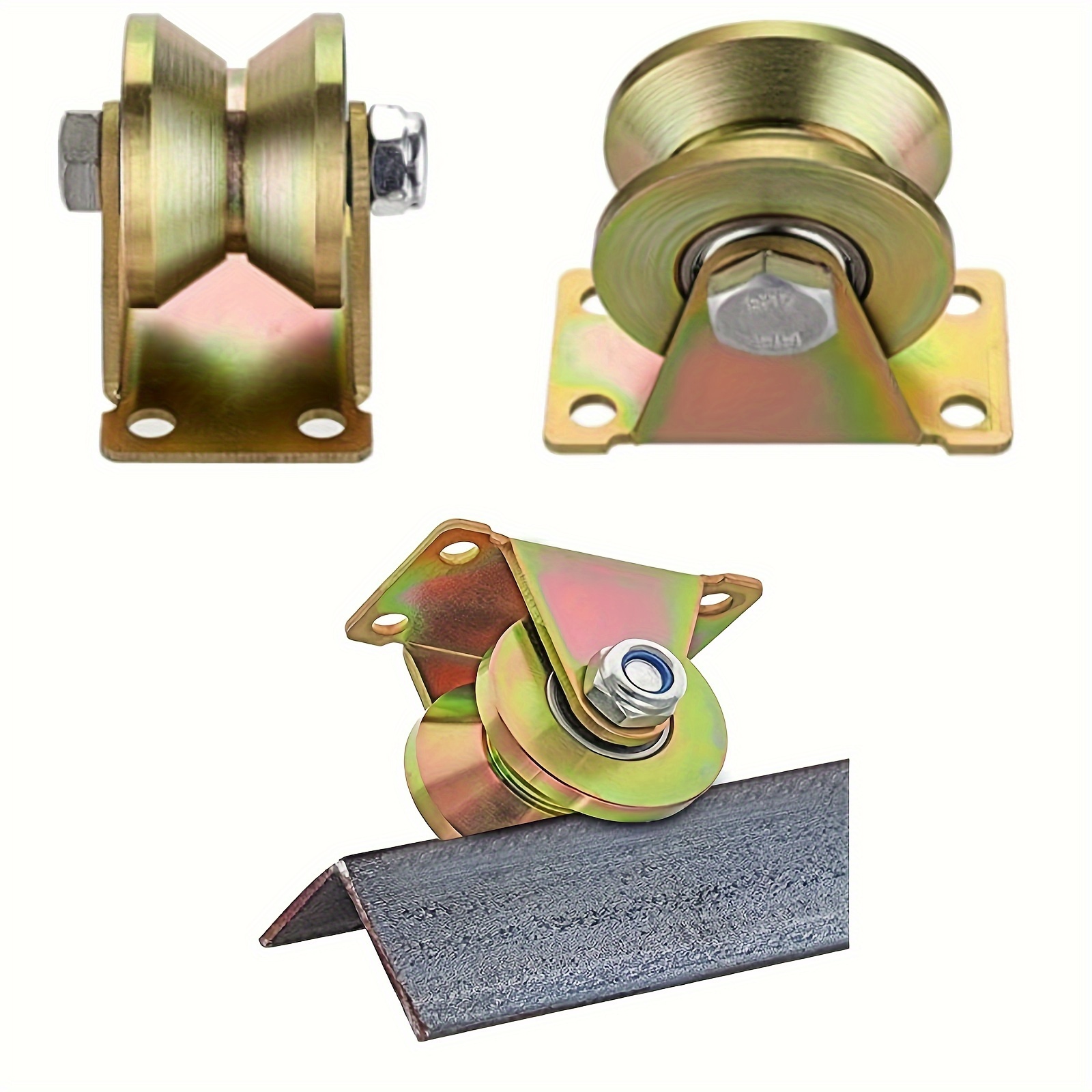 Lot De 2 Roues De Chariot En Acier À Rainure En V Pour Portes ...