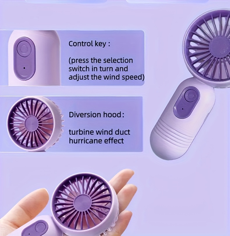Compact Handheld Usb Rechargeable Fan 3 Adjustable Speeds - Temu