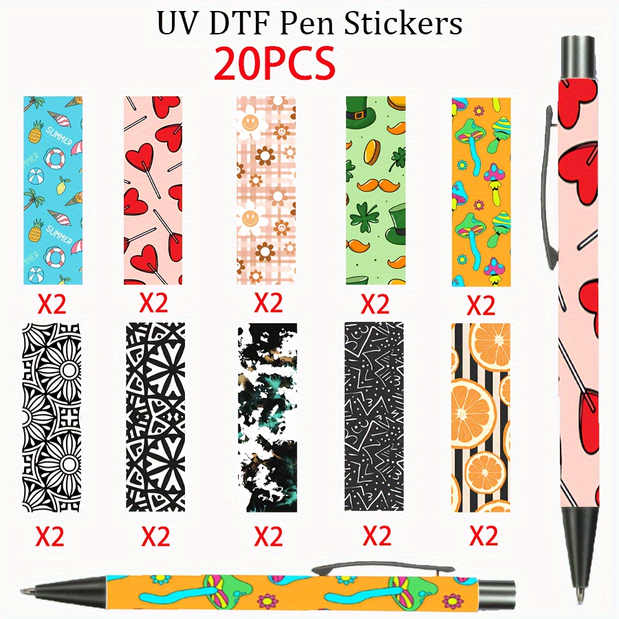 Uv Dtf Pen Decal Set - 10/20/30pcs, Waterproof Vinyl Stickers For Craft ...