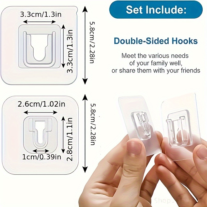 Clear Plastic Hook Set Adhesive No drill Wall Hooks Reusable - Temu
