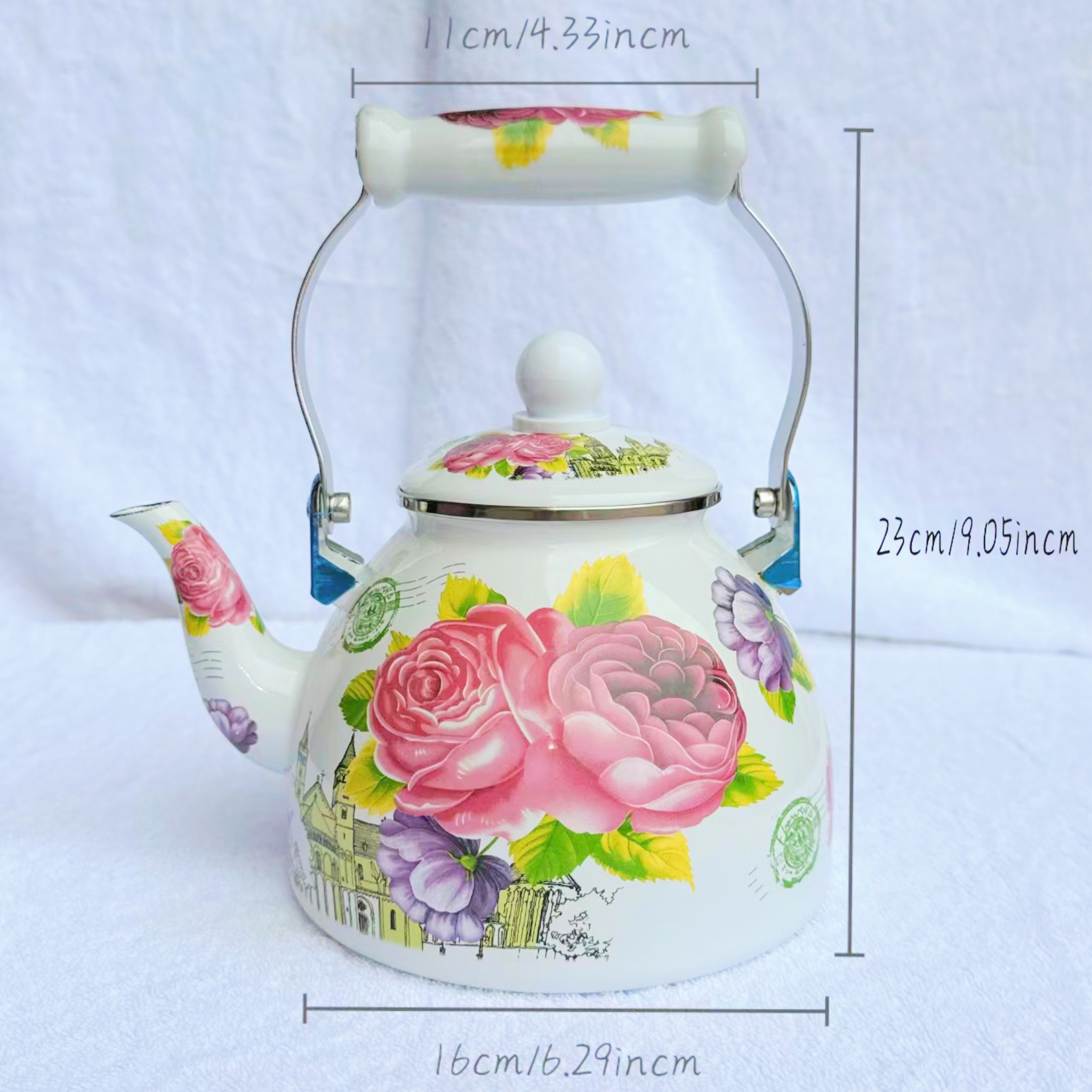 Enamel Teapot Classic Floral Design Enamelware Tea Kettle - Temu