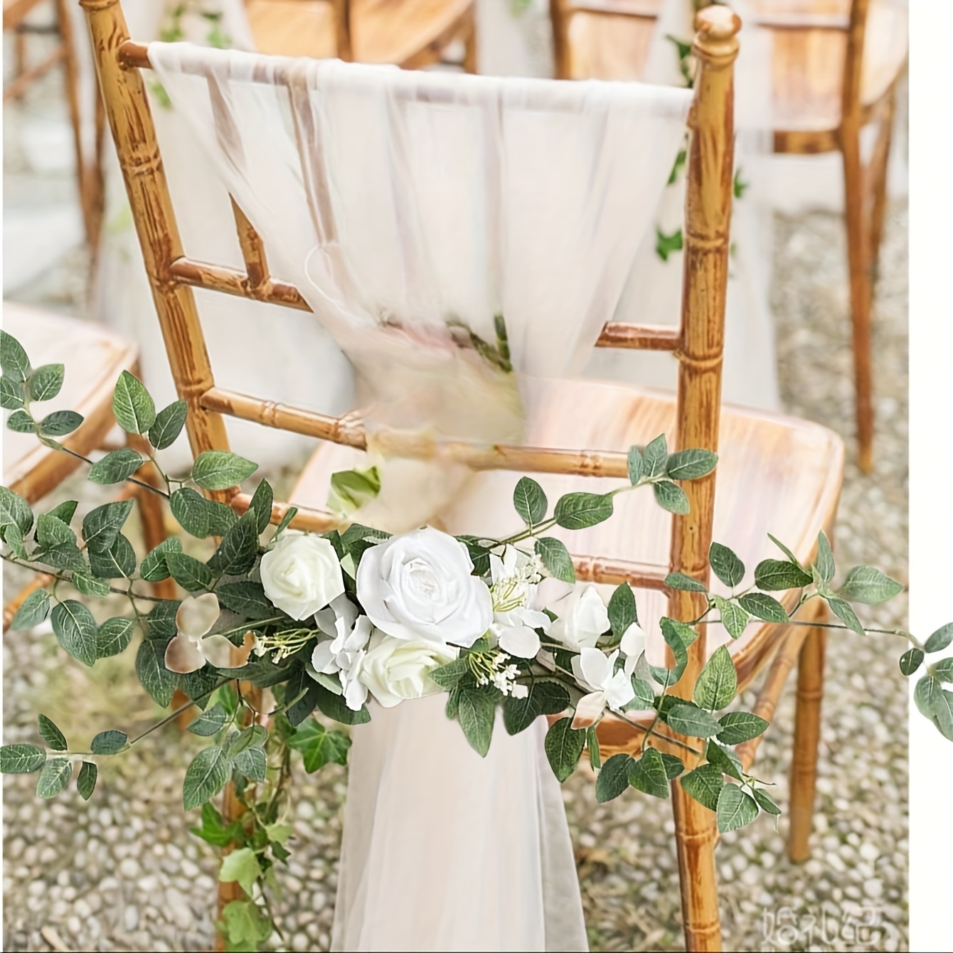 Wedding Aisle Chair Decorations Chairs Back Pew Rose Flowers - Temu