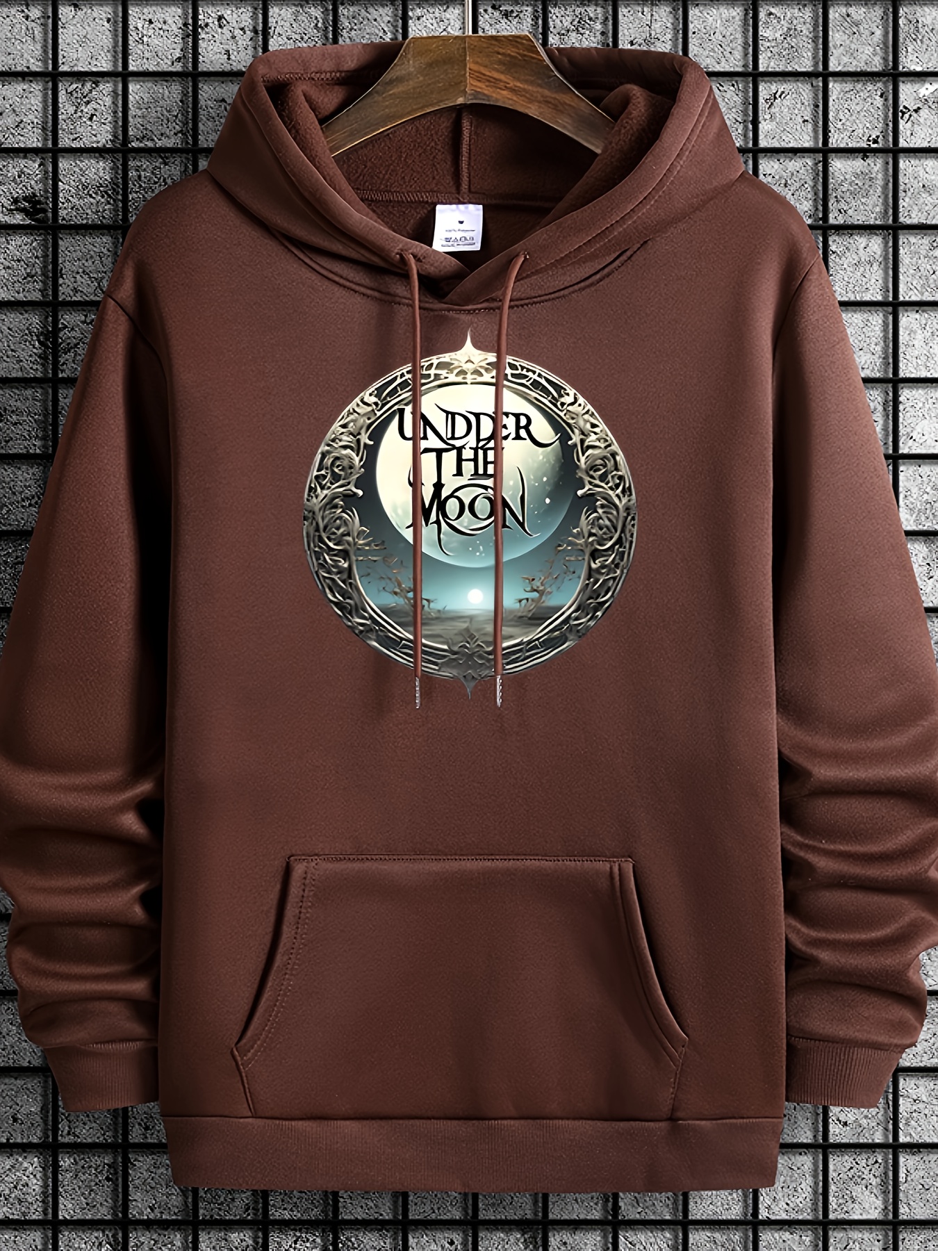 Moon Print Men's Punk Style Pullover Round Neck Hoodies - Temu New Zealand