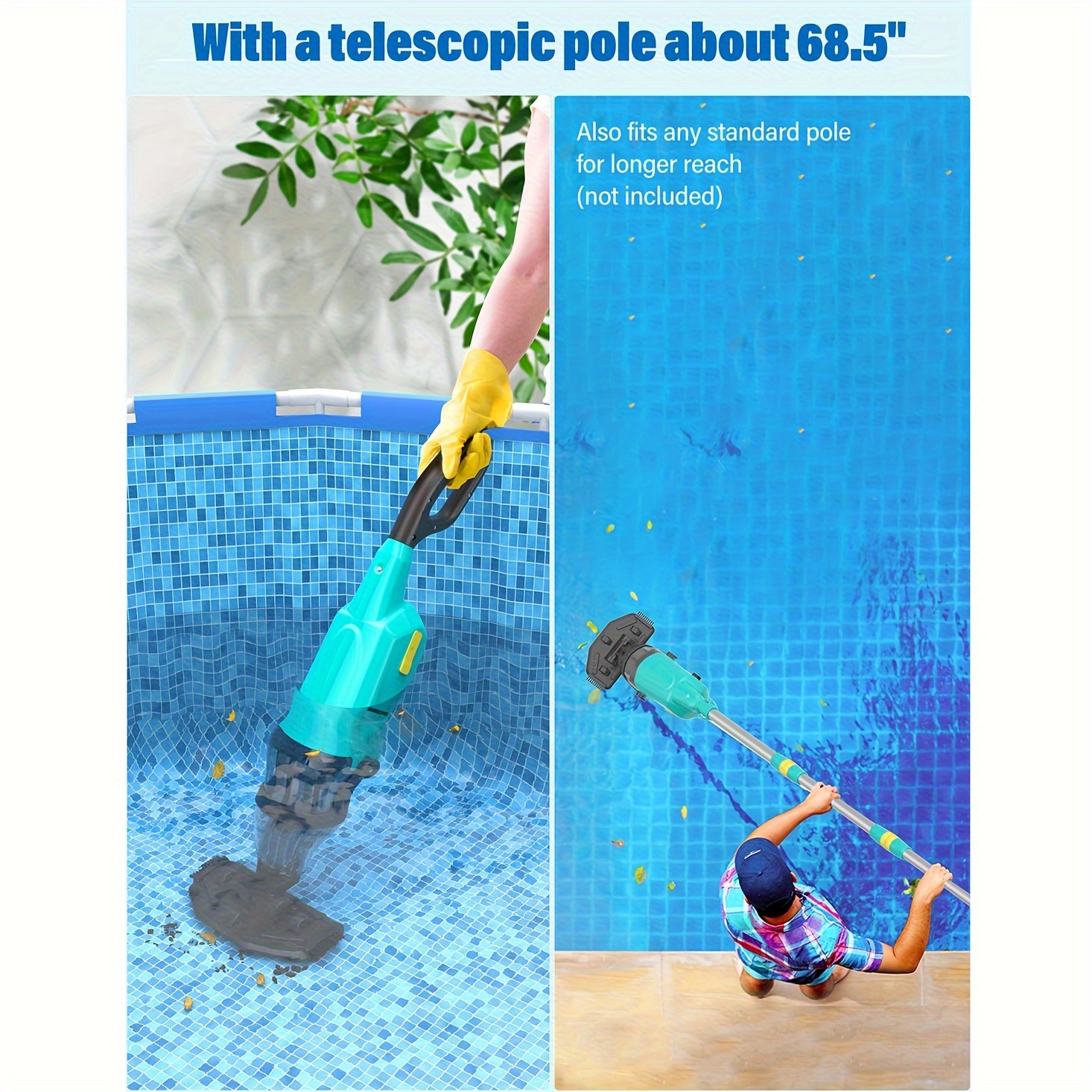 Handheld Pool Vacuum Telescopic Pole Cordless - Temu