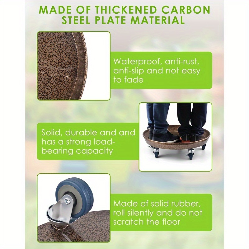 Large 15 7 Round Plant Stand With Locking Wheels Heavy Duty Boy Indoor ...