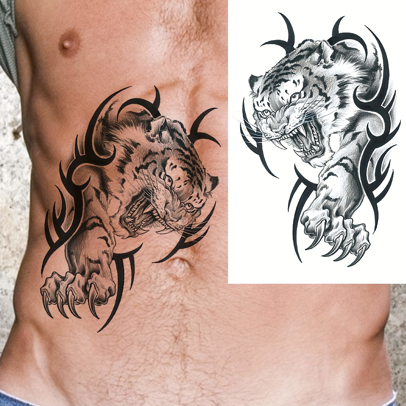 Realistic Tiger Temporary Tattoo Sticker Waterproof - Temu