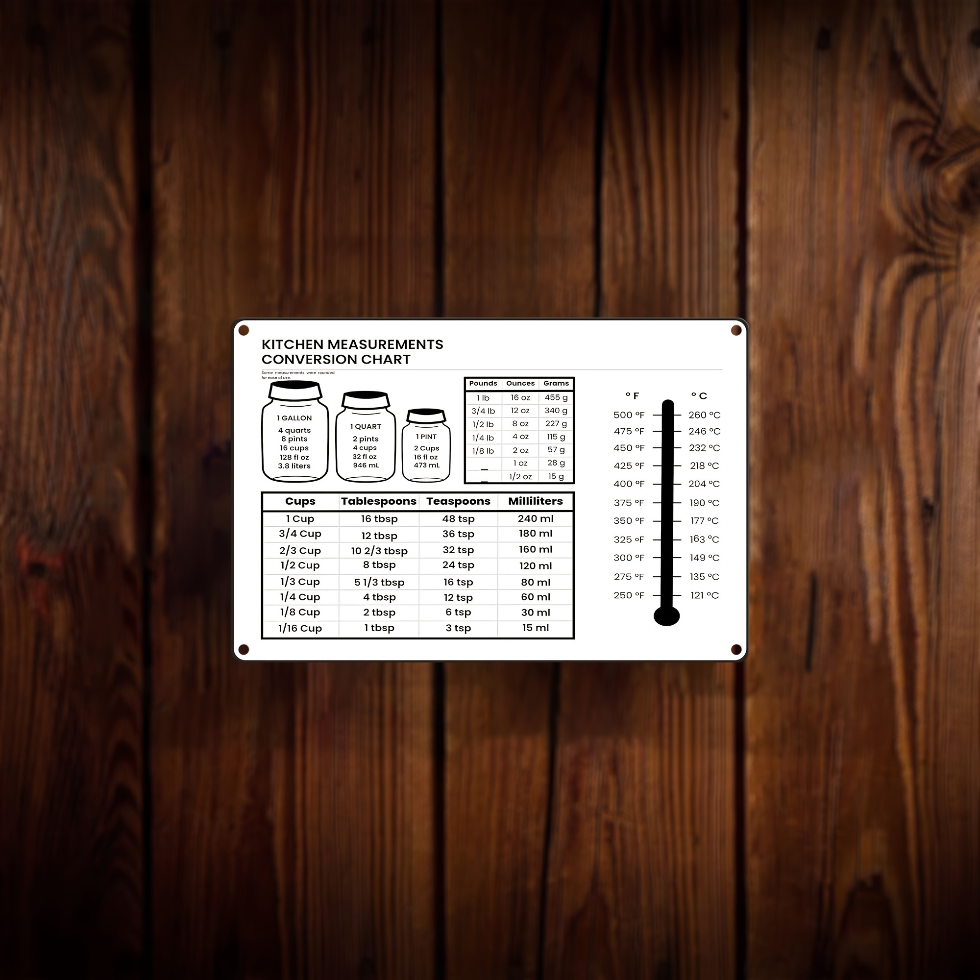 Kitchen Measurement Conversion Chart Magnetic Cooking Metric - Temu
