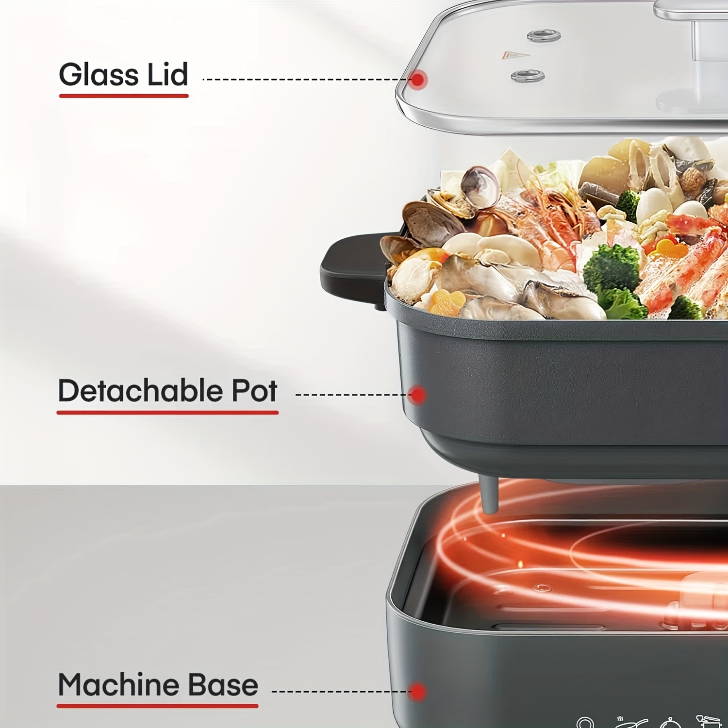 4.8qt Hot Pot Electric Ceramic Nonstick Electric Pot Cooking - Temu