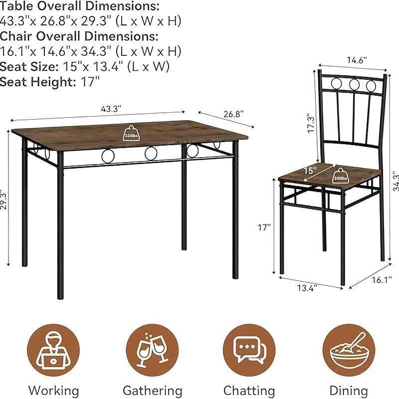 space saving dining set contemporary black metal table - Temu