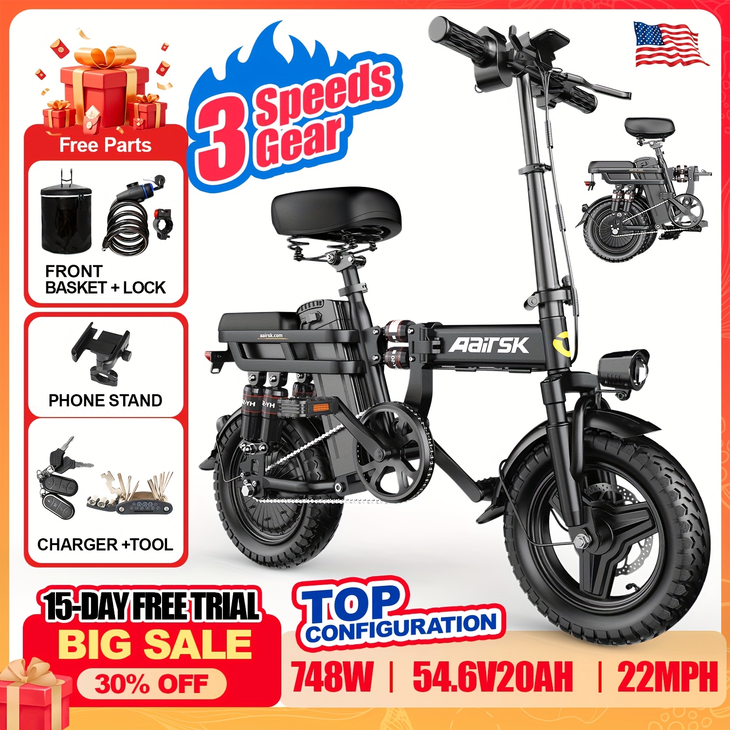 electric bikes sold on Temu United States