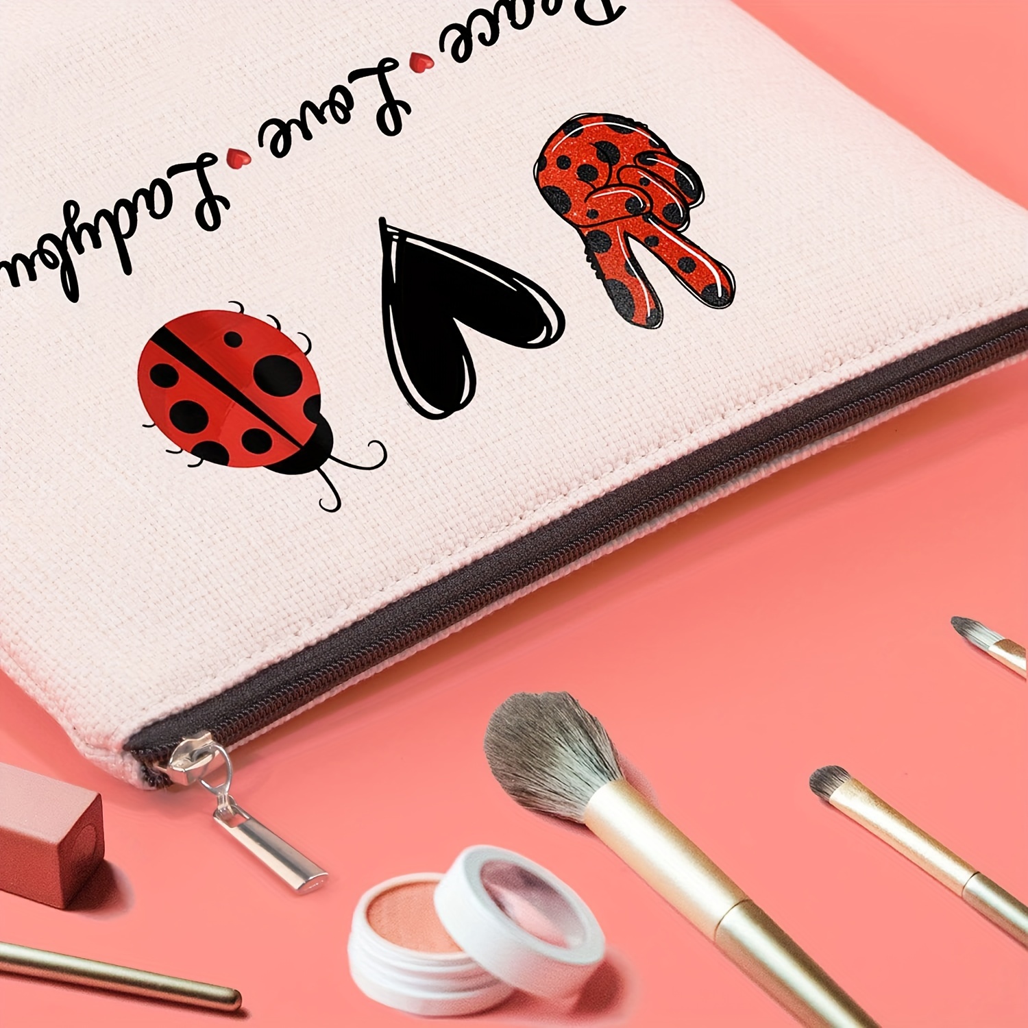 Good Luck Ladybug Symbol Makeup Bag With Zipper, Gifts For Women Peace ...