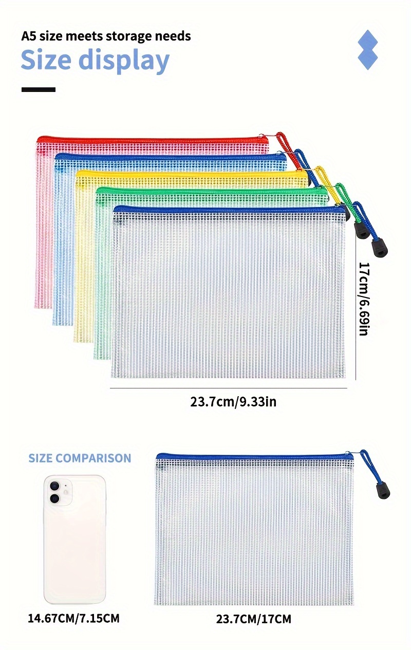 mesh zipper pocket file slot bag cross stitch - Temu Australia