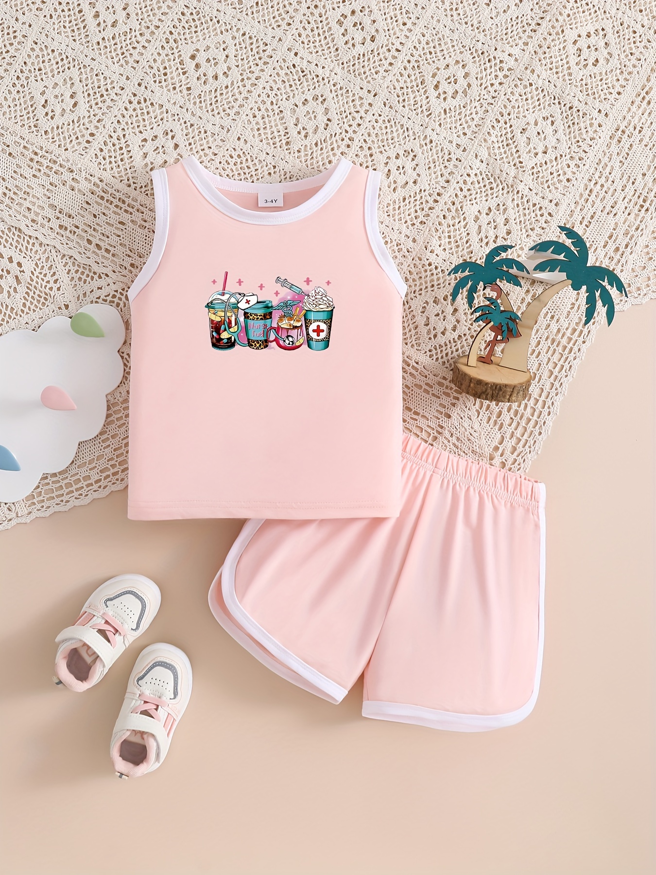 Toddler Kid Girls Color Block Edge Trimmed Tank Top Shorts - Temu Denmark