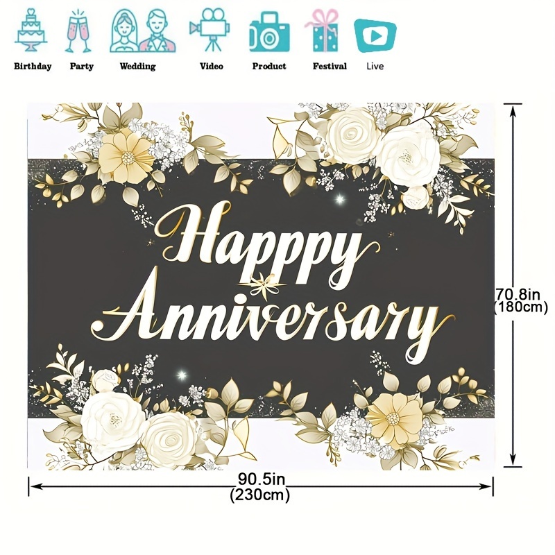 Happy Anniversary Background Photo Props Polyester Banner - Temu Portugal