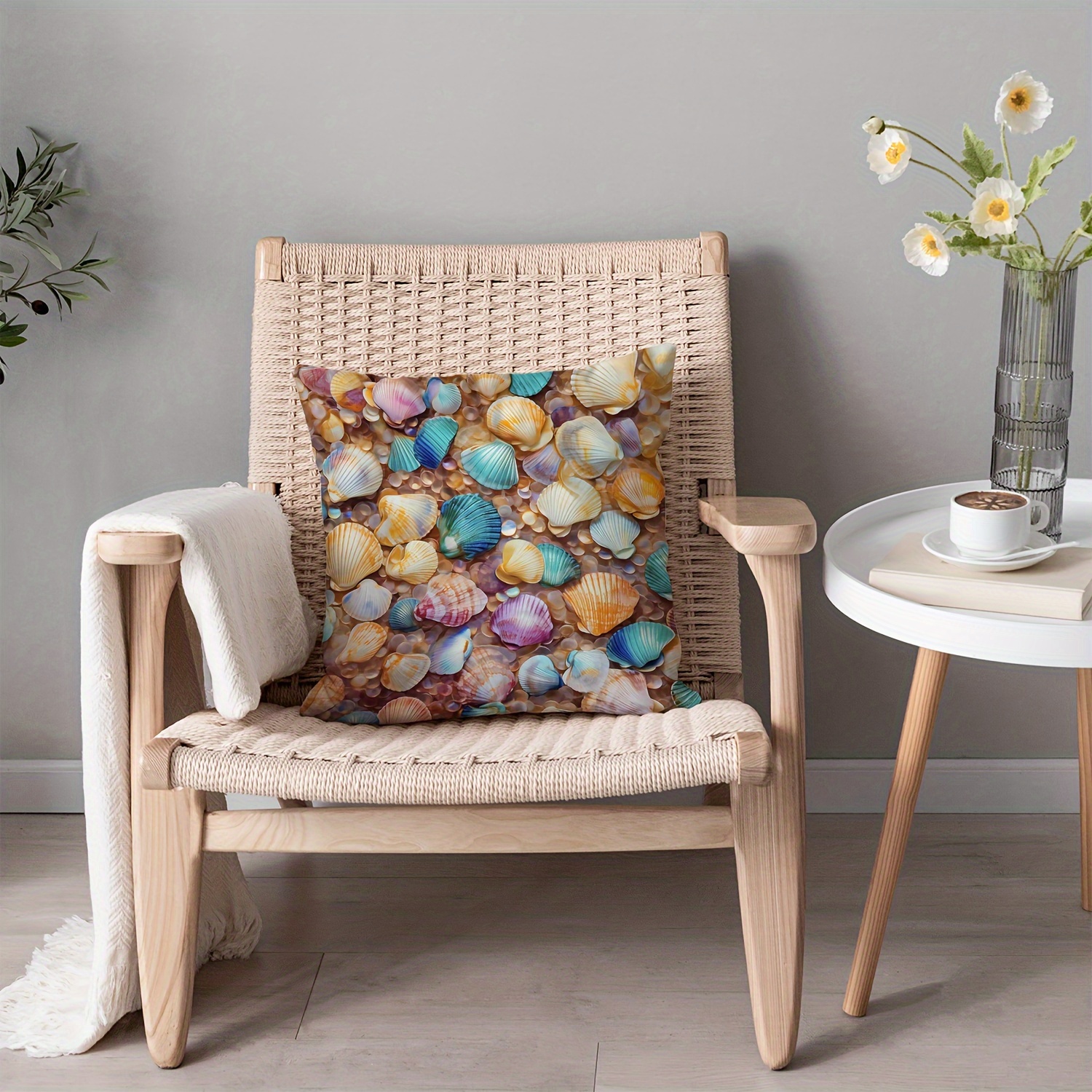 Colorful Seashells Series Pattern Digital Printed Pillow - Temu