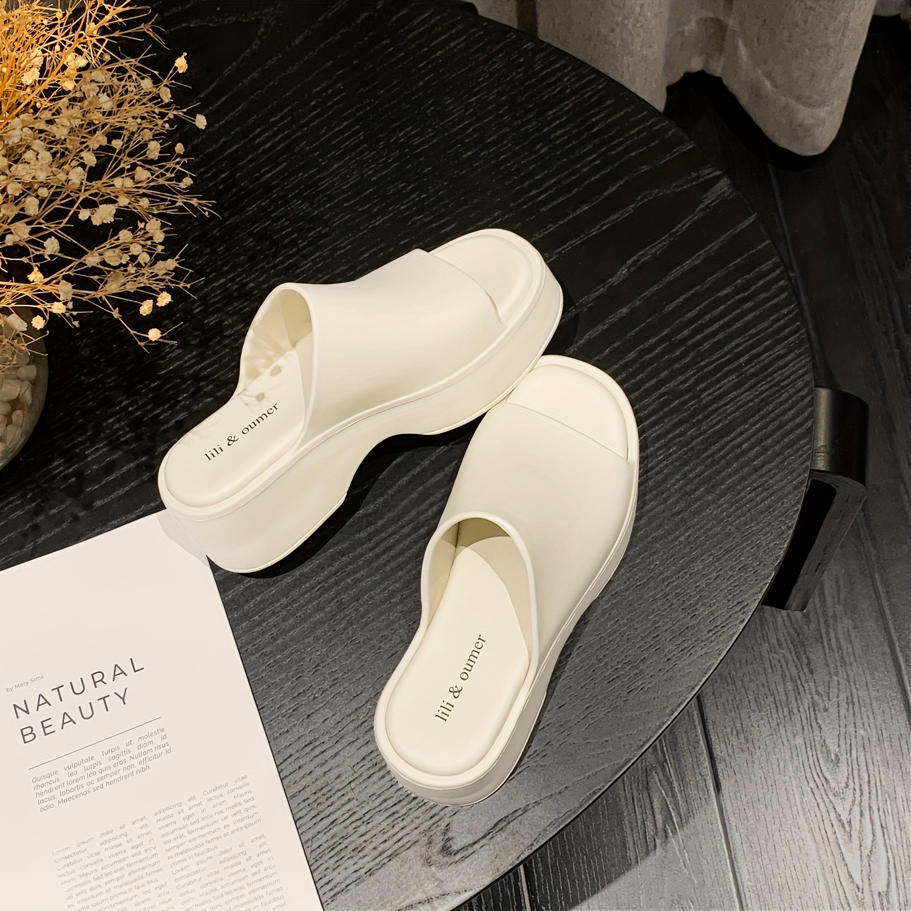 Womens Solid Color Stylish Slides Soft Sole Platform Slip - Temu United ...