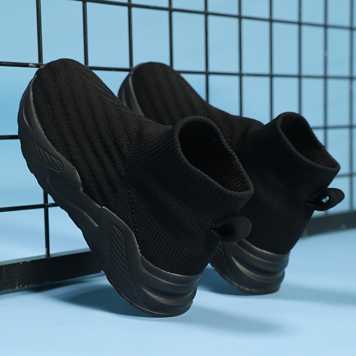 Girl's Trendy Solid Woven Knit Slip Breathable Sock Shoes - Temu Ireland